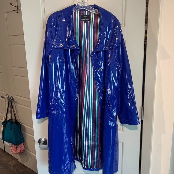 Dennis Basso Jackets And Coats Vintage Royal Blue Dennis By Dennis Basso Vinyl Trench Poshmark